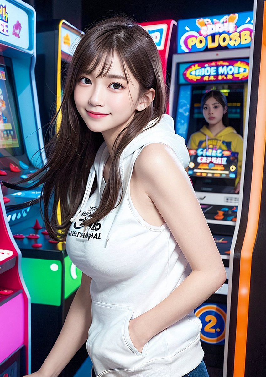 フレンドのApex女子とゲーセン巡り 「次、太鼓の鉄人やろ！」 #stablediffusion #AIArtwork # ...