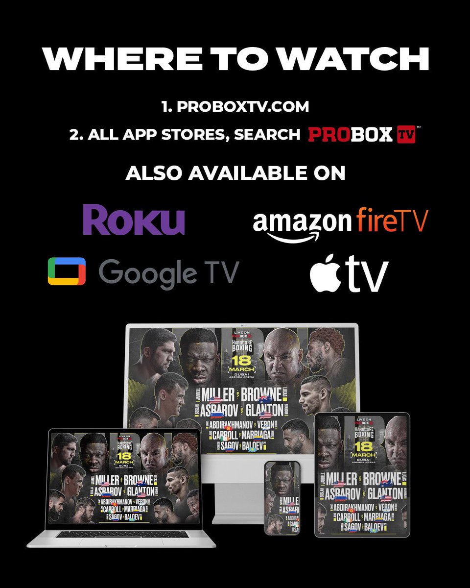 ProBox TV on Twitter: "HOW TO WATCH MILLER VS BROWNE ON PROBOX TV TODAY AT 12PM ET (midday) 👊📺 ...