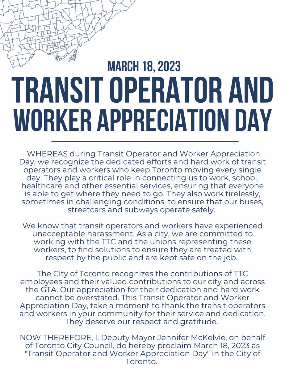 Transit Toronto on Twitter: "RT @McKelvieTO: Today on Transit Operator and Worker Appreciation ...