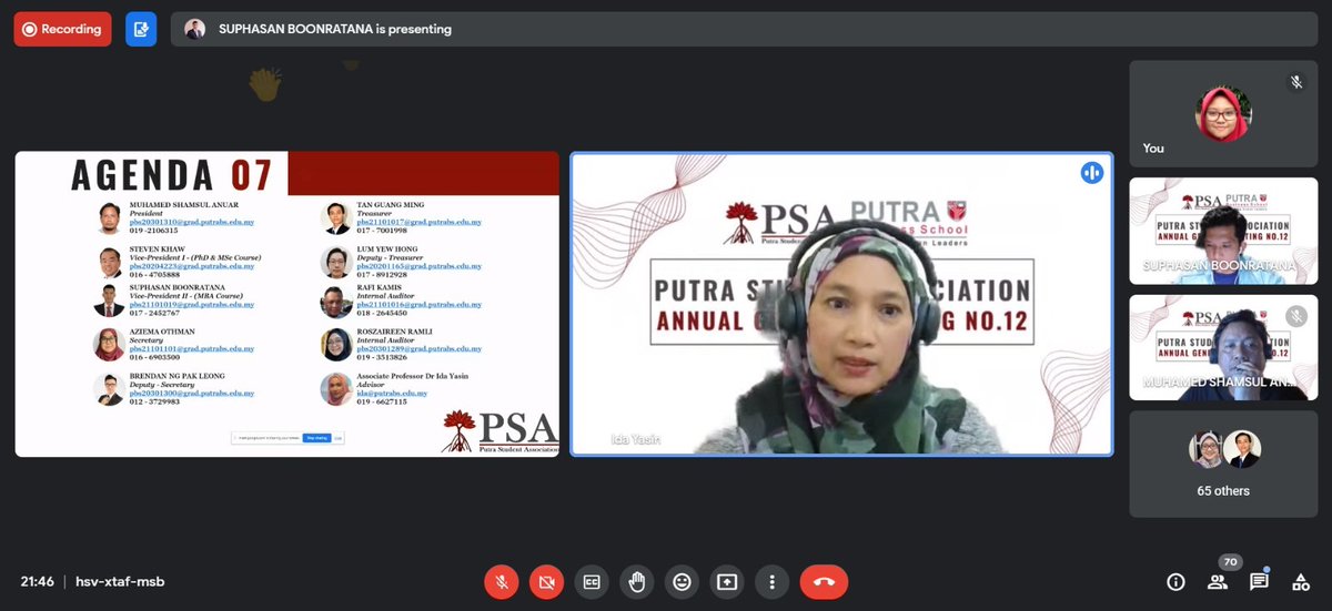 Putra Business School on Twitter: "The AGM kicked off with an Opening Remark, delivered by PBS ...