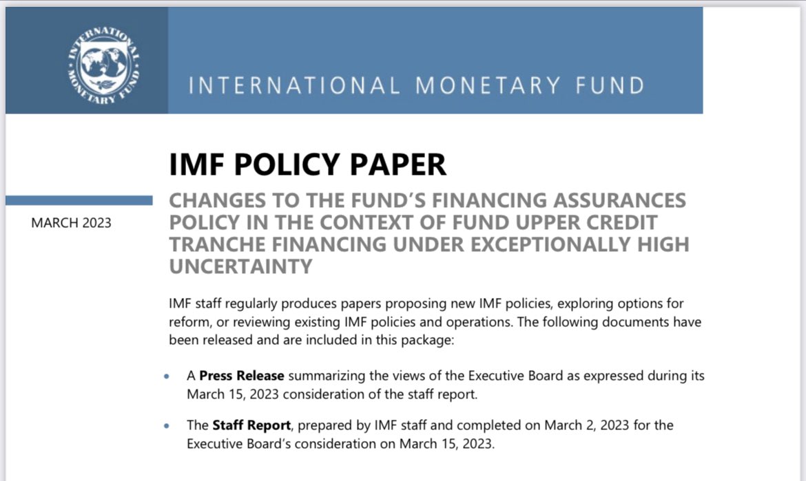 🧵 The IMF just unveiled some changes to its financing assurances policy ...