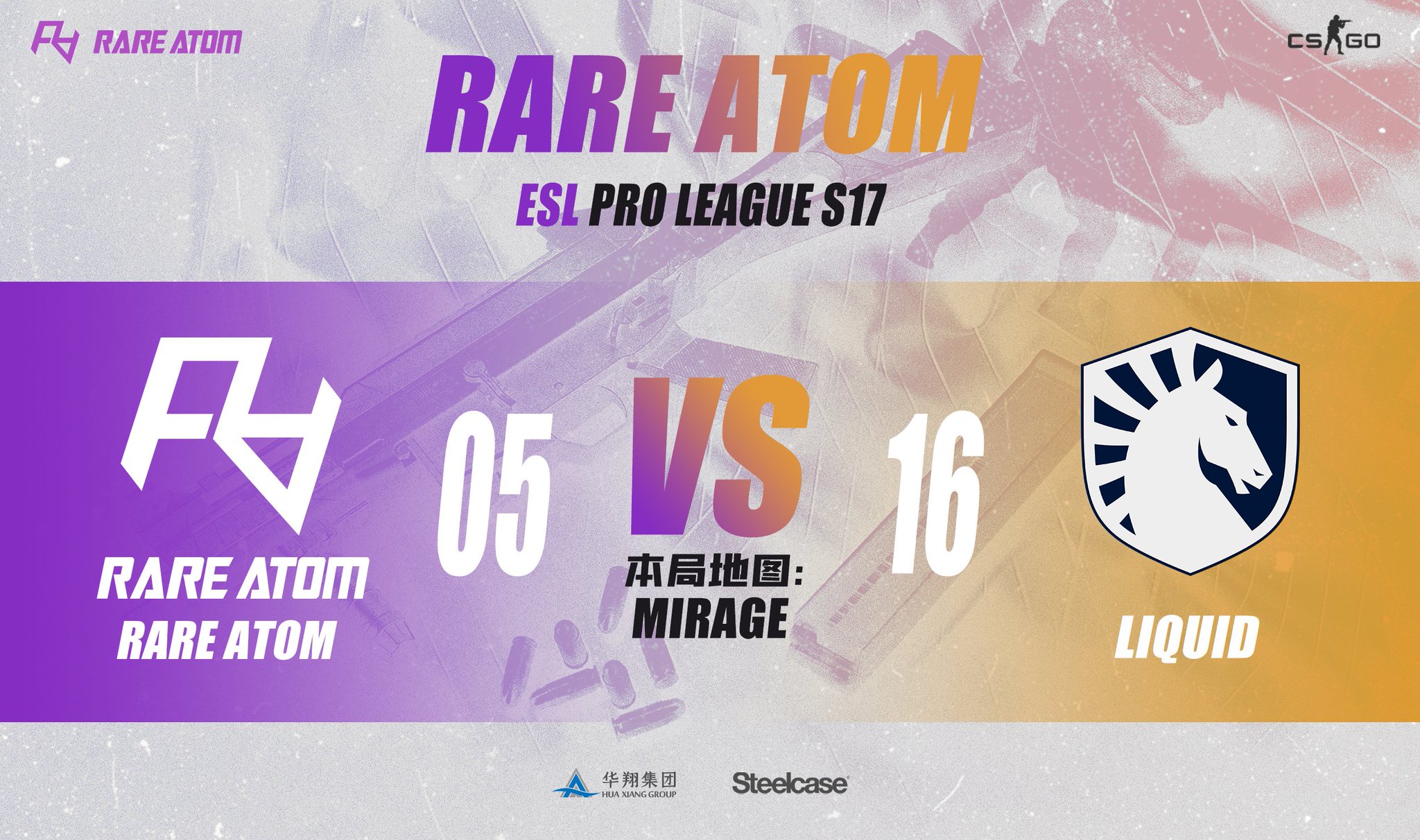 Rare Atom on Twitter: "【ESL PRO LEAGUE S17】 Map 2：Mirage RARE ATOM 5:16 @TeamLiquid Result：0:2 ...