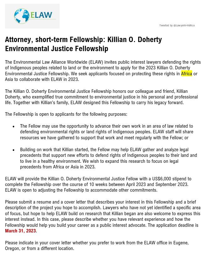 Lawyeringforafrica On Twitter Killian O Doherty Environmental