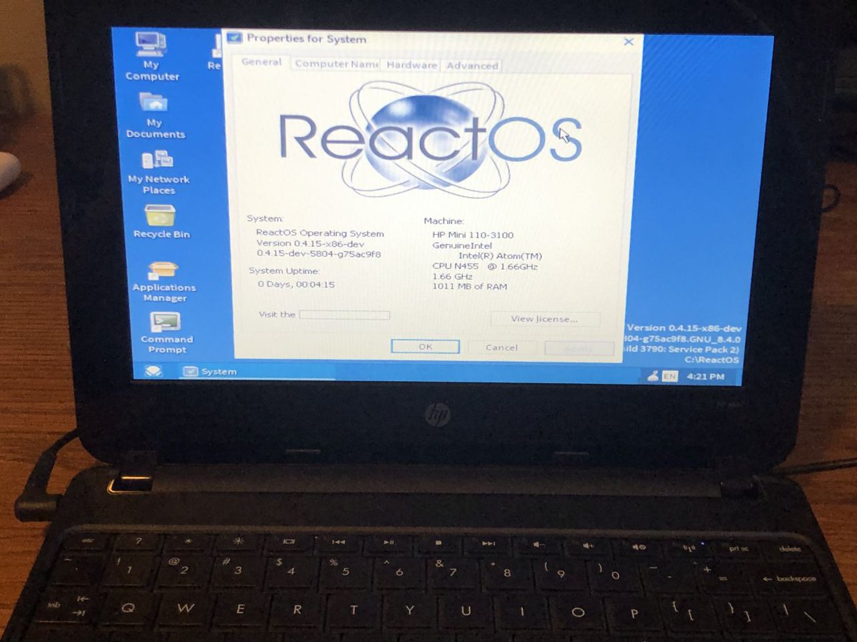 ReactOS on Twitter: "#ReactOS installs and runs on HP Mini 110-3100! Original device drivers ...