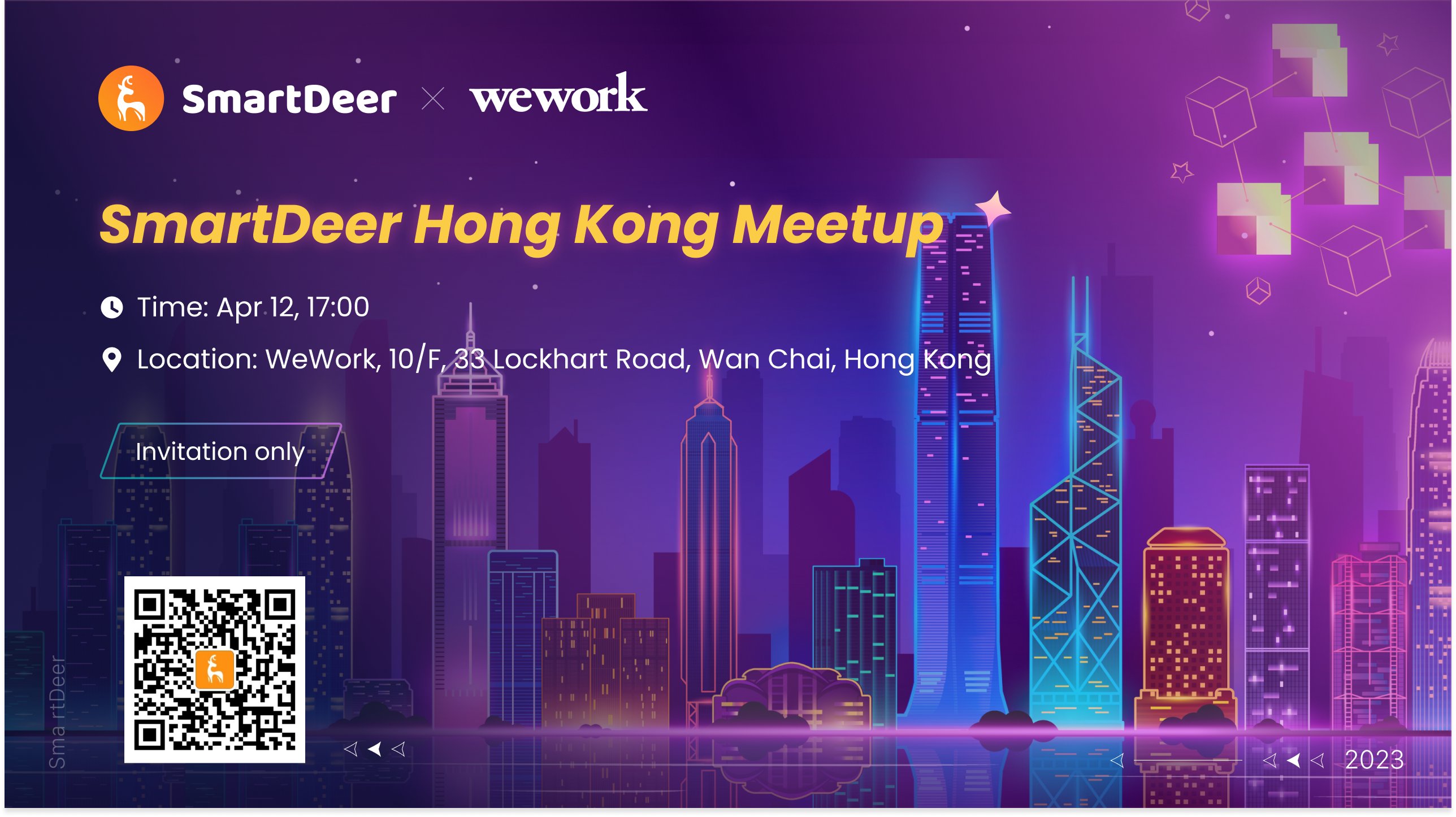SmartDeer 中文 on Twitter: "我们将在 4 月 12 日晚，联合 WeWork HongKong 举办一个邀请制的小范围聚会，让 SmartDeer 在香港的 Web3 ...