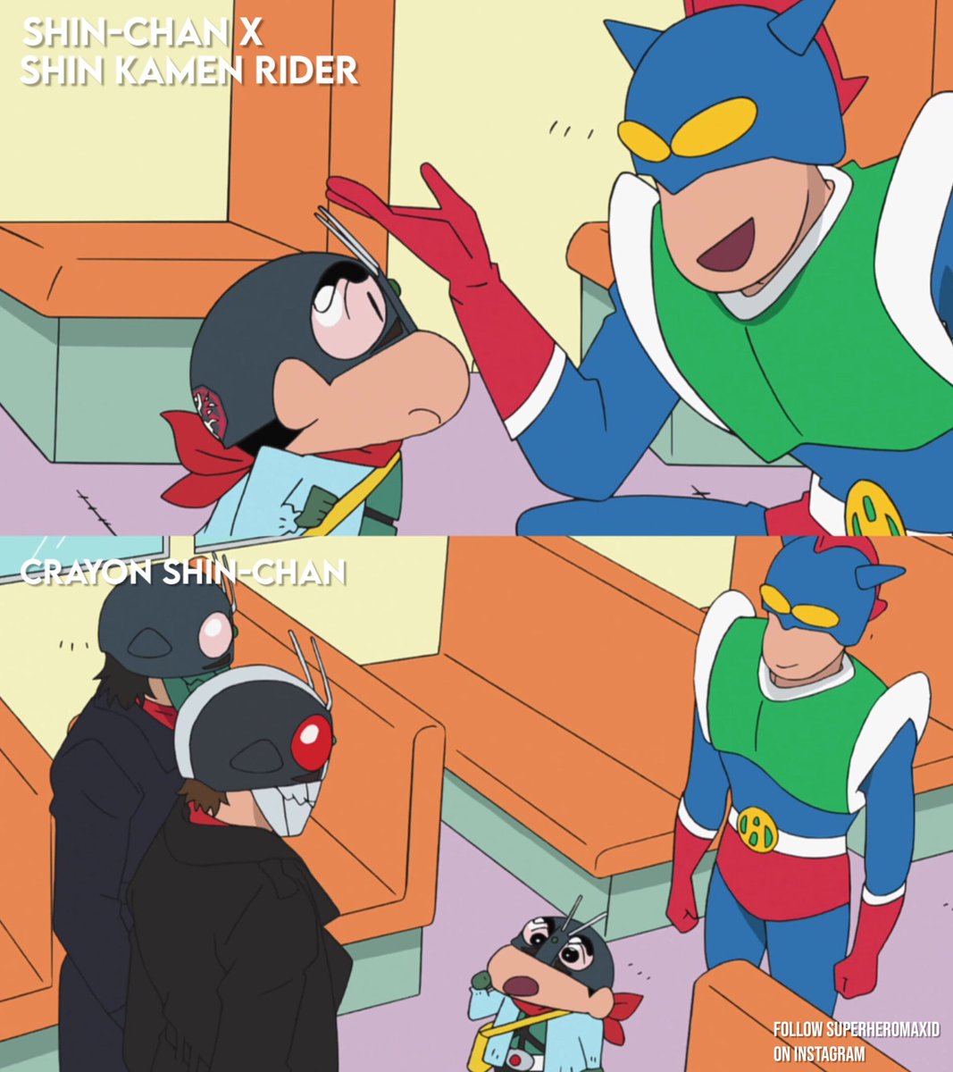 Shin-Chan team-up dengan Action Kamen, Kamen Rider dan Kamen Rider No ...