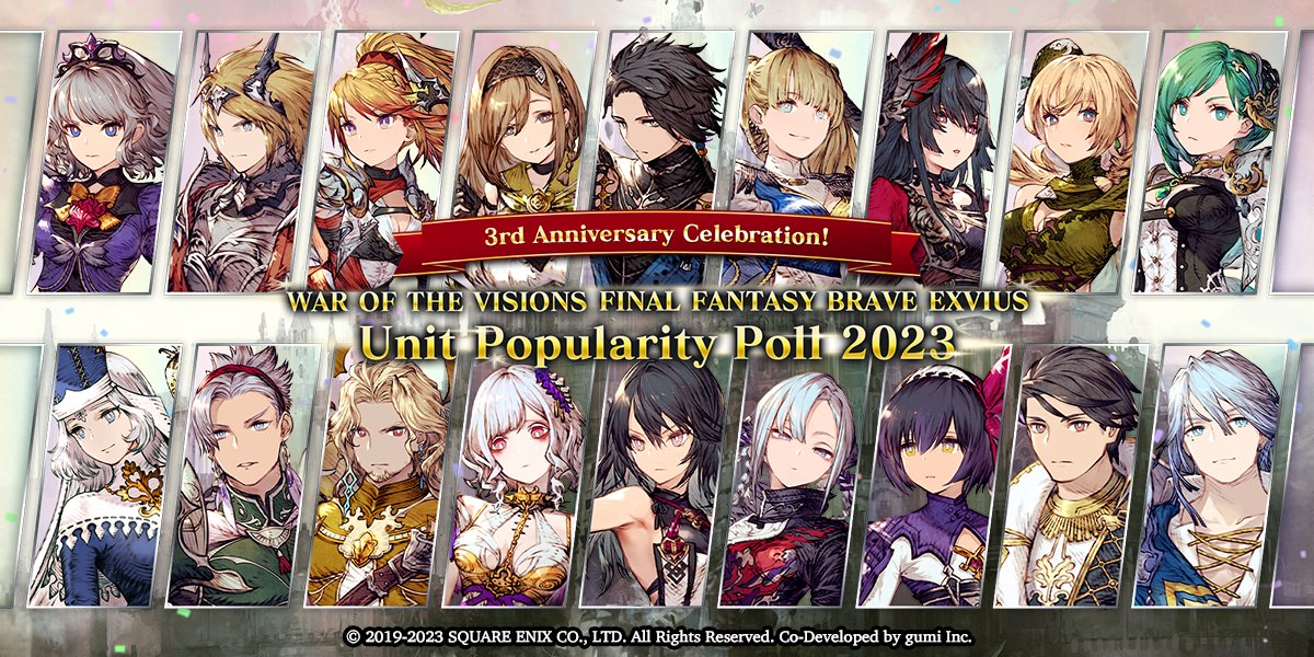 FFBE WAR OF THE VISIONS (EN) on Twitter: "Third Anniversary Celebration! WOTV FFBE Character ...