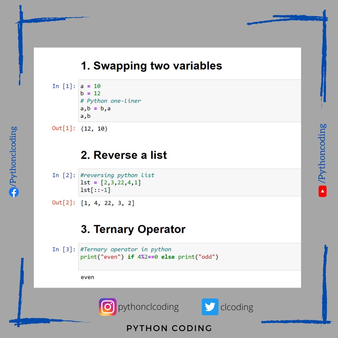 Learn These 10 Python One Liners To Improve Your Coding Thread From Python Coding Clcoding