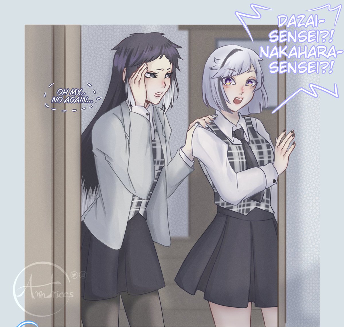 AnnTriccs on Twitter: "Students Fem!SSKK and Teachers Fem!SKK #shinsoukoku #sskk #芥敦 #soukoku #太中"