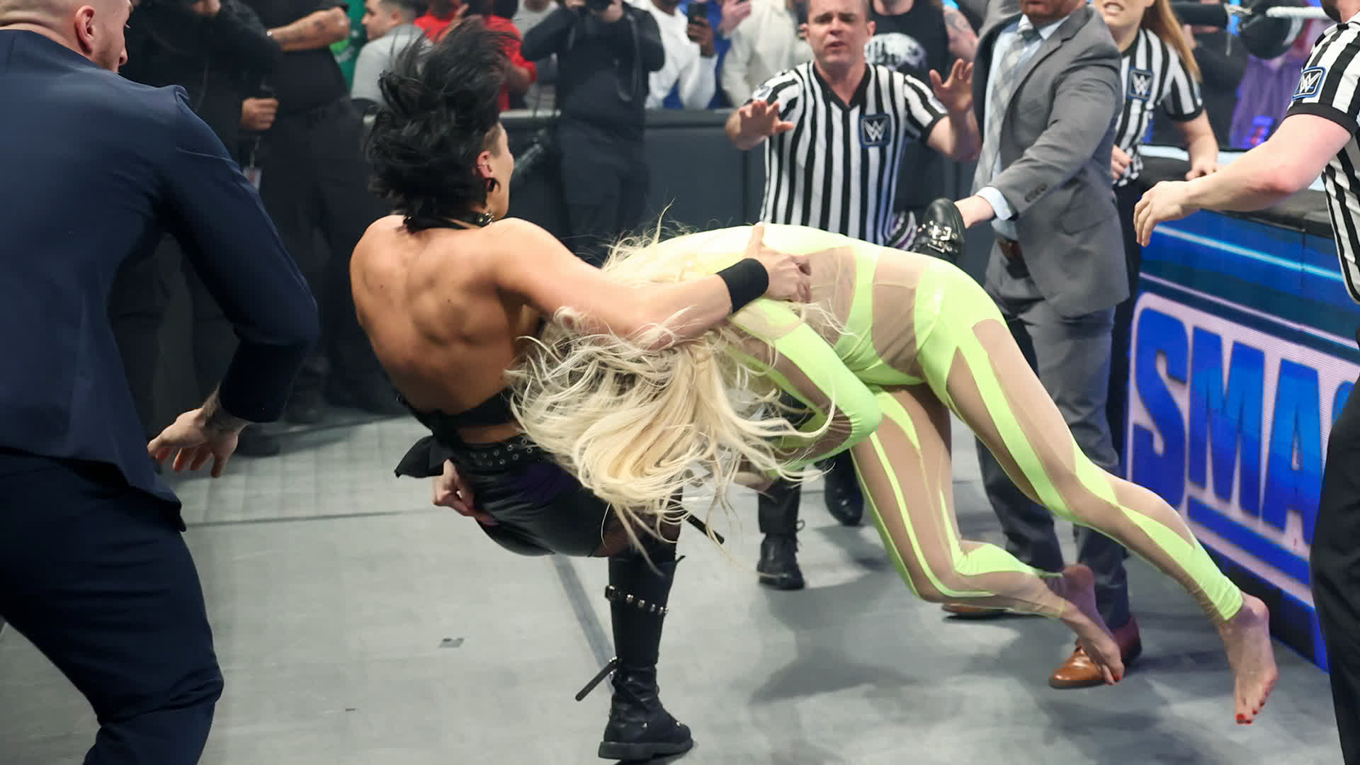 WWE on Twitter: ".@MsCharlotteWWE engages in a out-of-control throwdown with her #WrestleMania ...