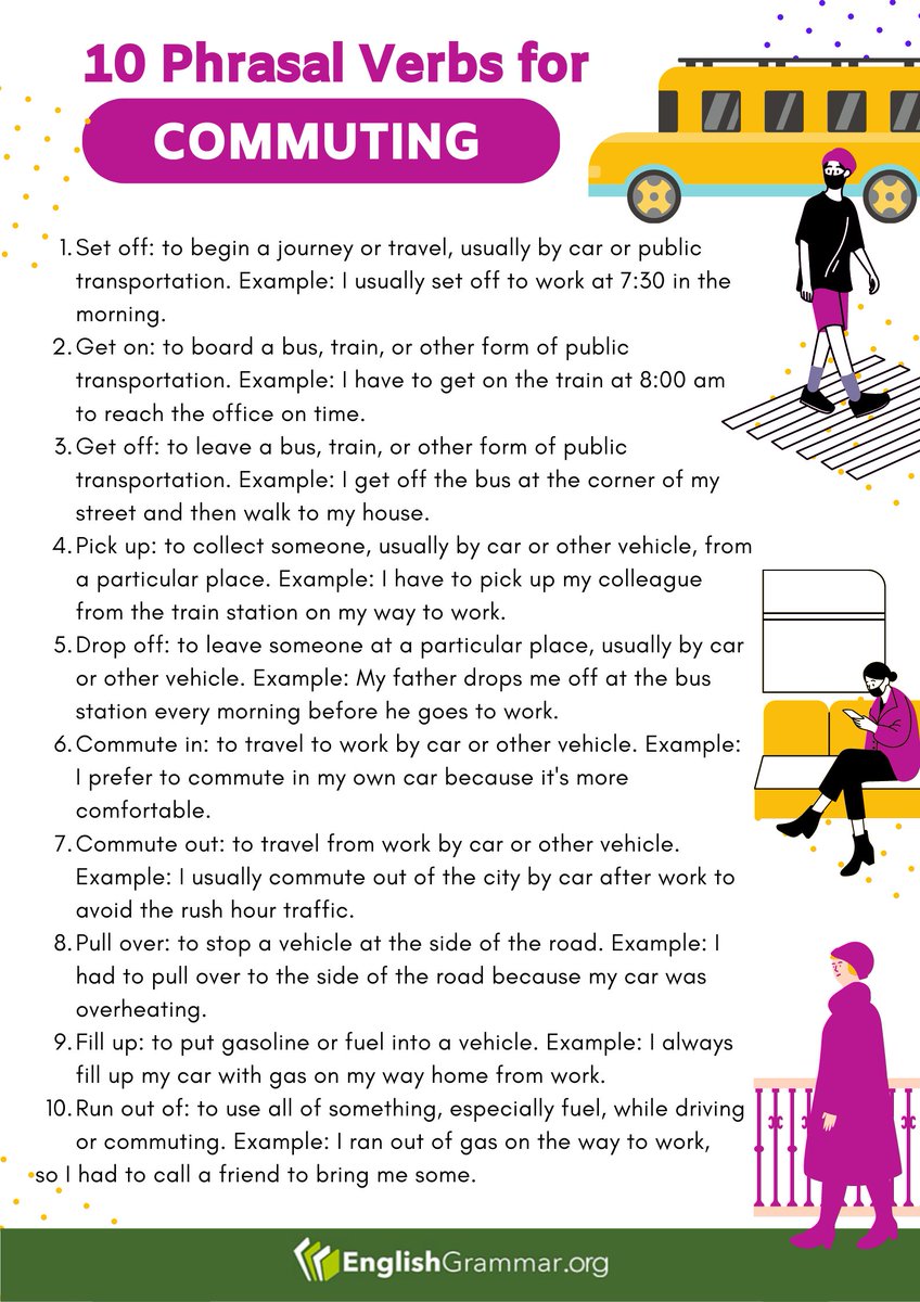 English Grammar on Twitter: "10 Phrasal Verbs for Commuting #vocabulary #English #grammar #writing"