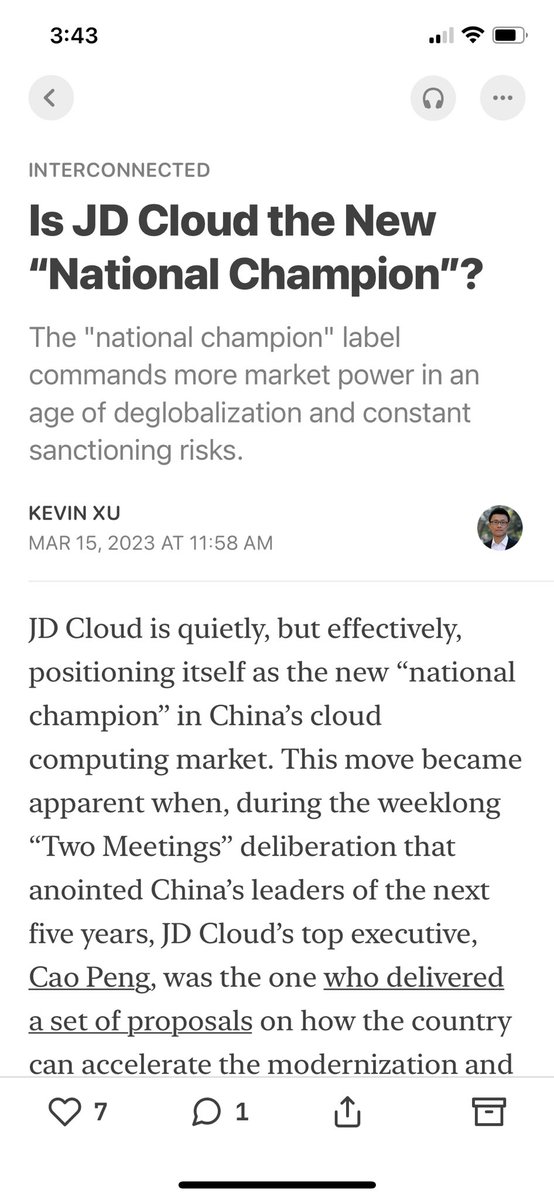 1/ $JD Cloud is quietly, but effectively, becoming the new “national champion” in China’s cloud ...