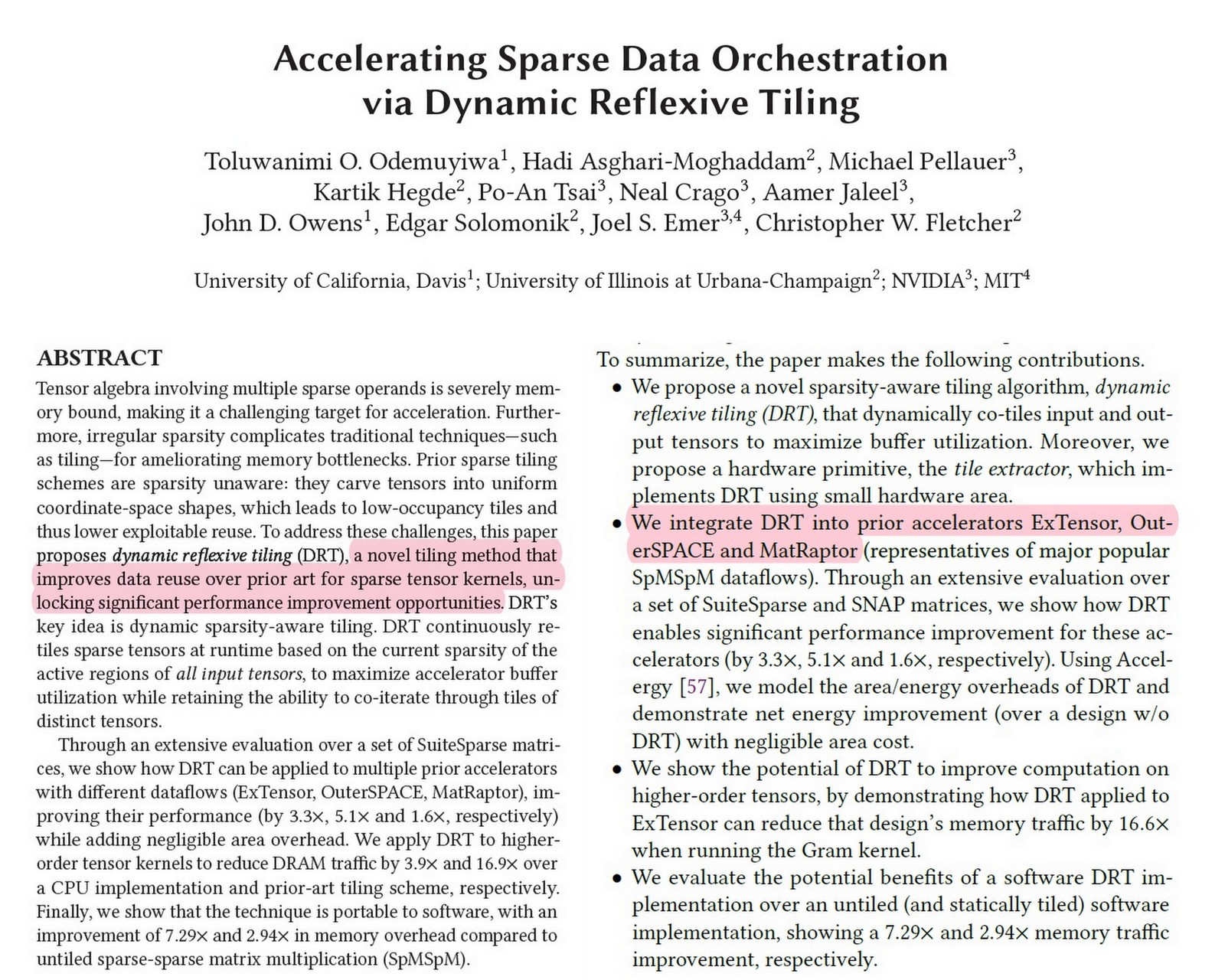 OGAWA, Tadashi on Twitter: "=> "Accelerating Sparse Data Orchestration via Dynamic Reflexive ...