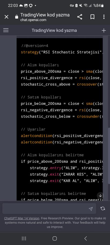 Murat Yaşar on Twitter: "@kadirturokozdmr Stratejiyi Chatgpt ye tradingview icin yazdirdim ancak ...