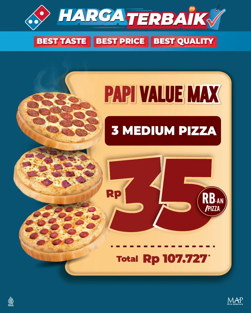 Domino's Pizza ID on Twitter: "'Food Brings People Together' 🍕🍕 'PAPI VALUE MAX' Paket 3 Pizza ...