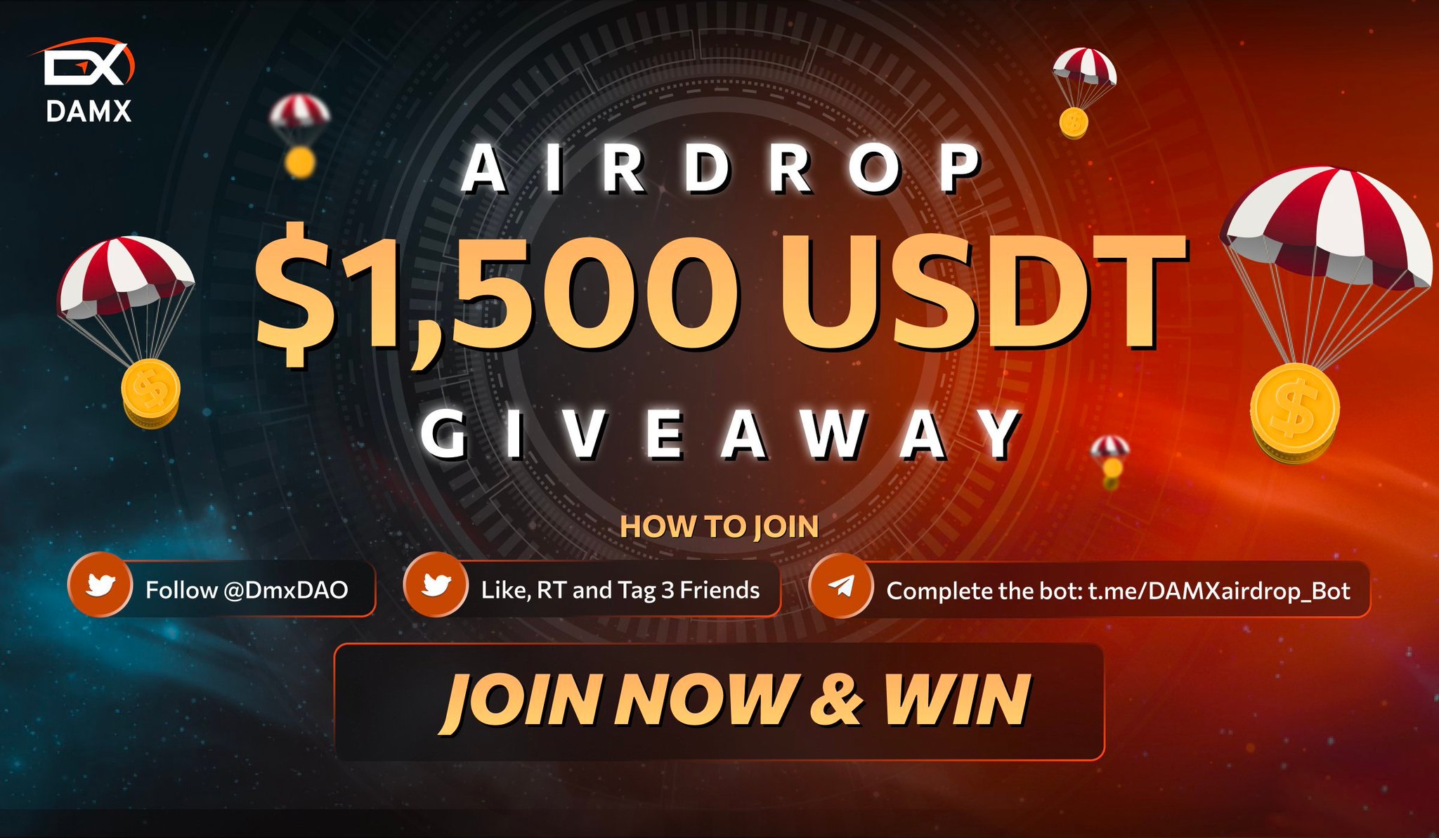 Airdrop Inspector on Twitter: "New airdrop: DAMX DAO (USDT) Total Reward: 1,500 USDT Rate: ⭐️⭐️⭐ ...