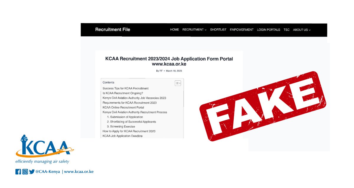 Kenya Civil Aviation Authority on Twitter: "Our attention has been drawn to a website purporting ...