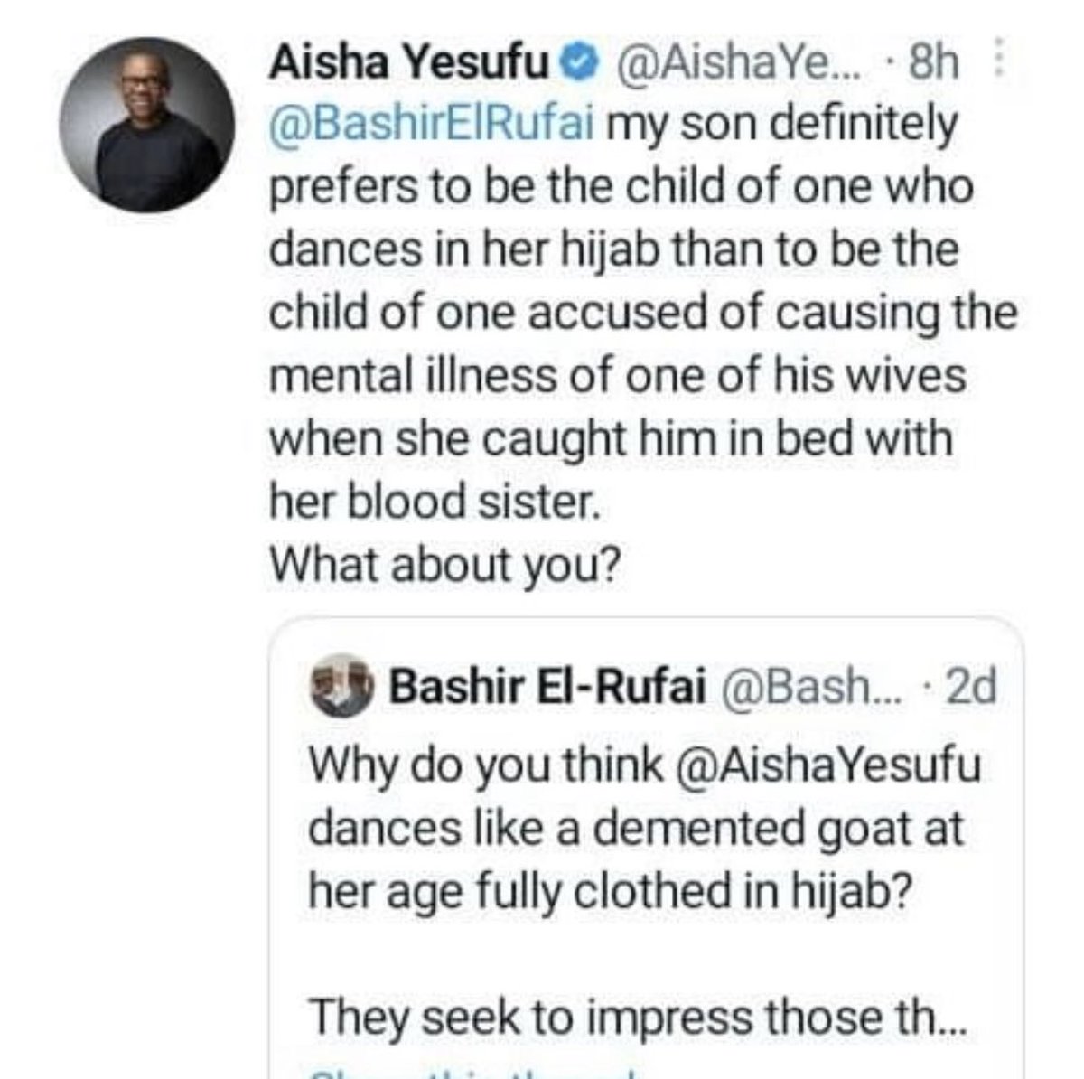 GistReel.Com on Twitter: "Between Bashir El-Rufai and Aisha Yesufu"