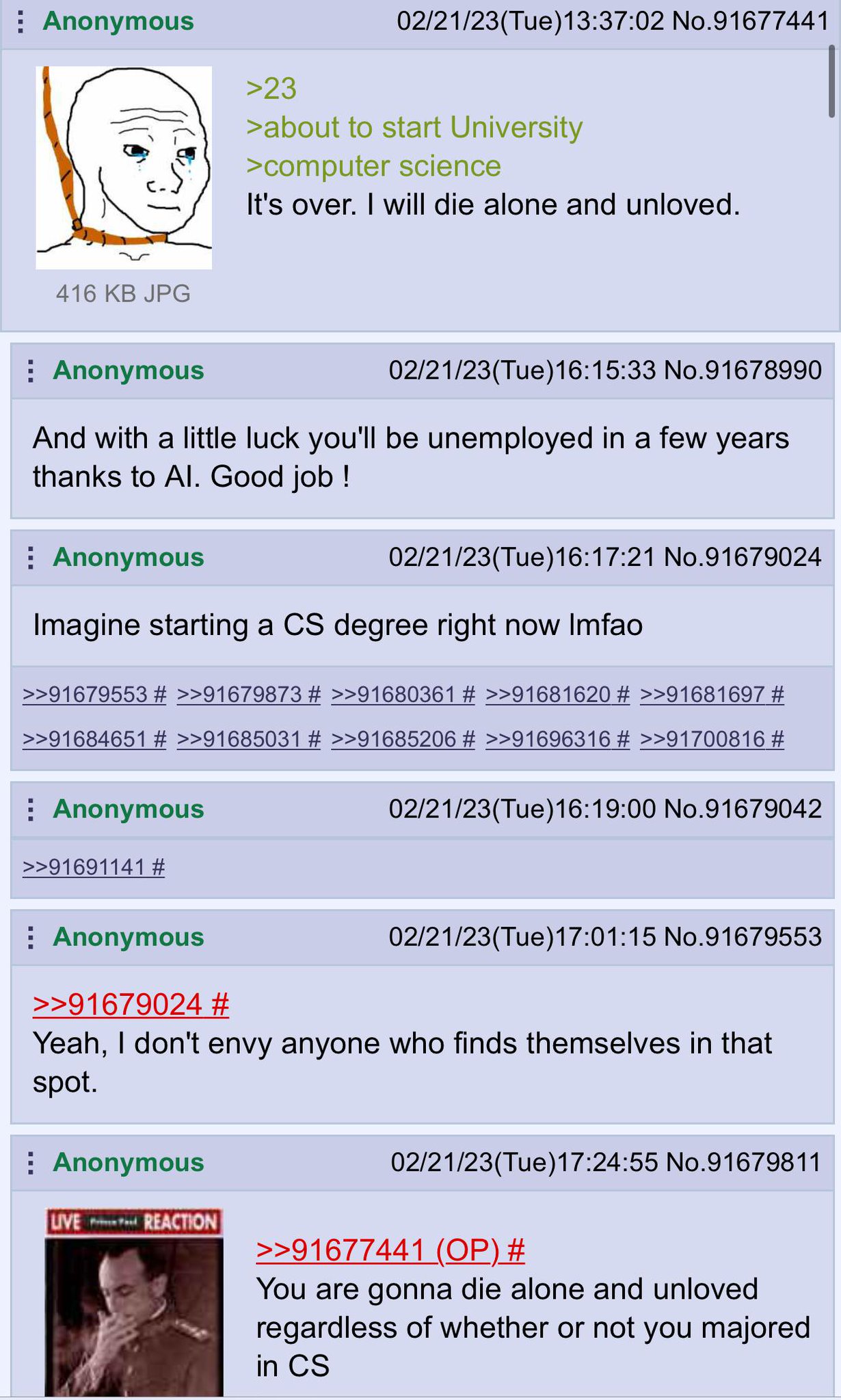 4CHAN GREENTEXTS on Twitter: "Anon majors in CS https://t.co/vjUvZZznQE" / Twitter