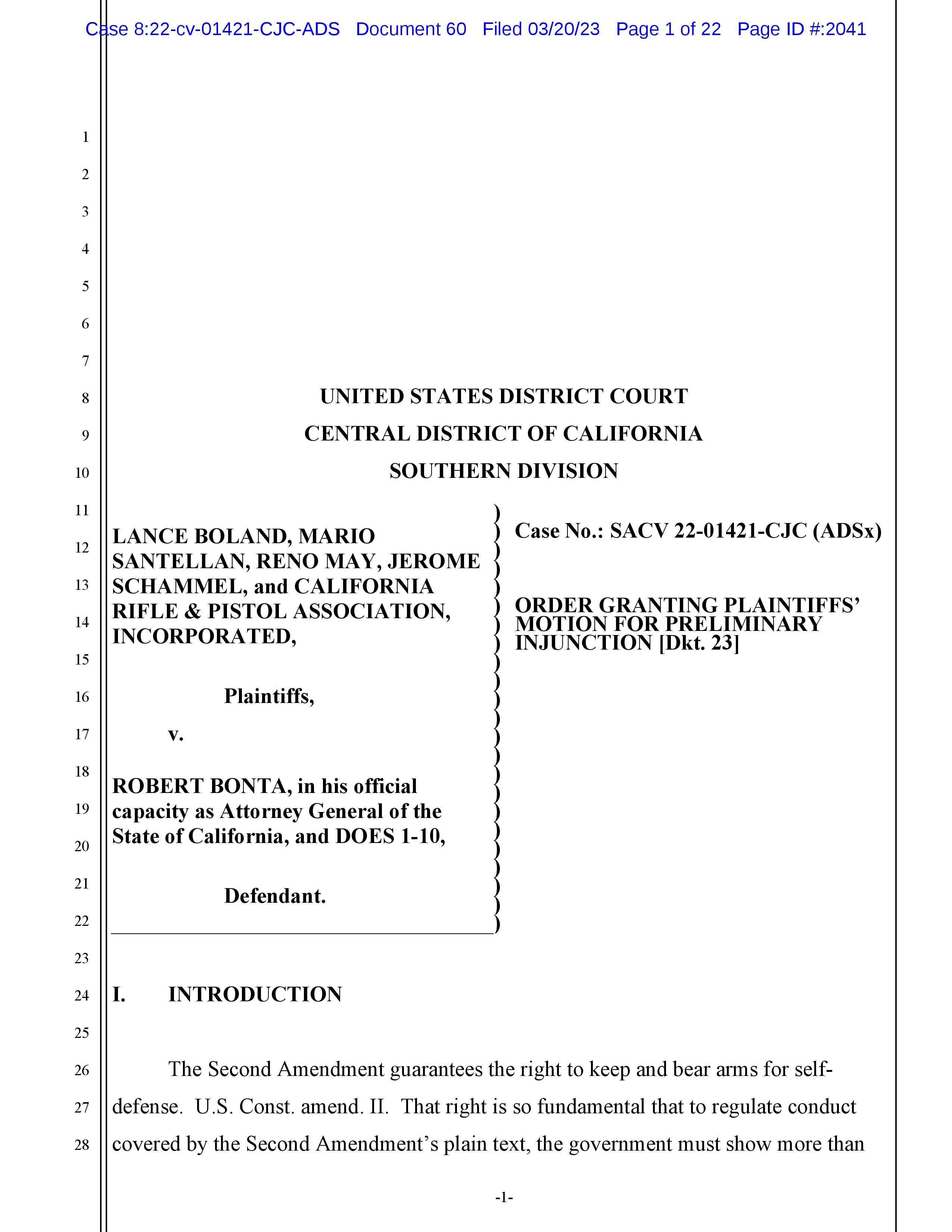 Federal Judge Issues Ruling on California Handgun Regulation Federal Judge Issues Ruling on California Handgun Regulation