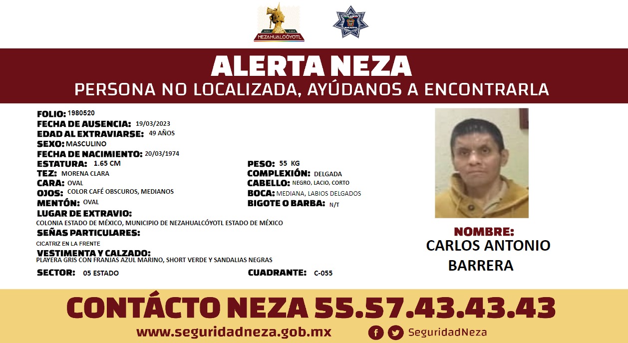 Alerta Neza on Twitter: "#AlertaNeza 🆘|Solicitamos de tu apoyo para localizar a #Carlos Antonio ...