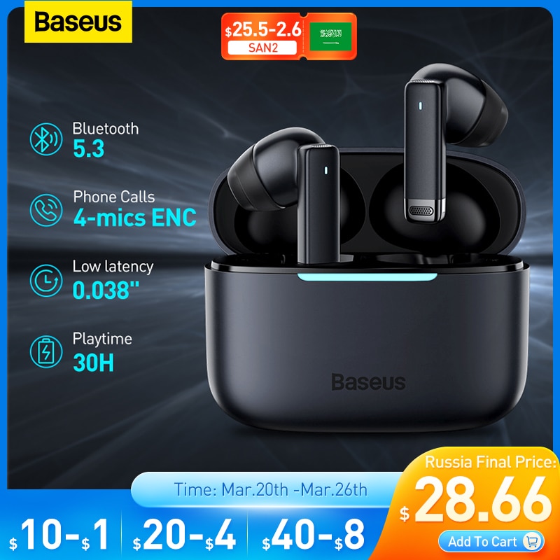 shopshop_shop on Twitter: "Baseus Bowie E9 Wireless Earphone Bluetooth 5.3 with 4-mics ENC True ...