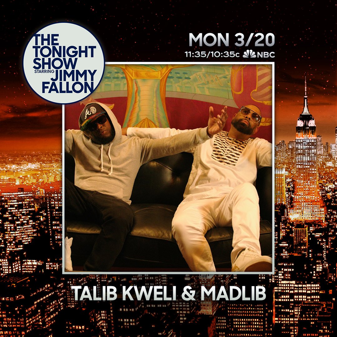 TONIGHT: Talib Kweli & @madlib perform "Air Quotes” from Studio 6B! # ...