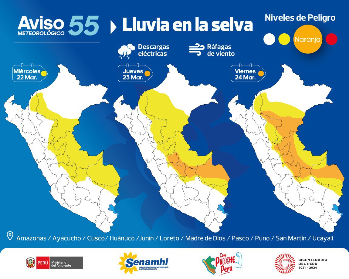 Senamhi On Twitter Aviso Del 22 Al 24 De Marzo Se Presentarán Lluvia