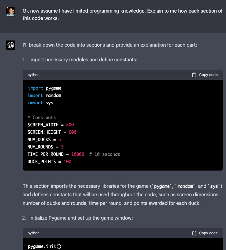 Peter Yang on Twitter: "@Replit You can also ask it to explain how the code works to you section ...