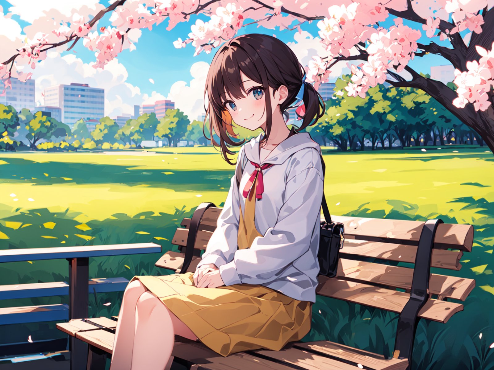 Anime Sitting On Bench