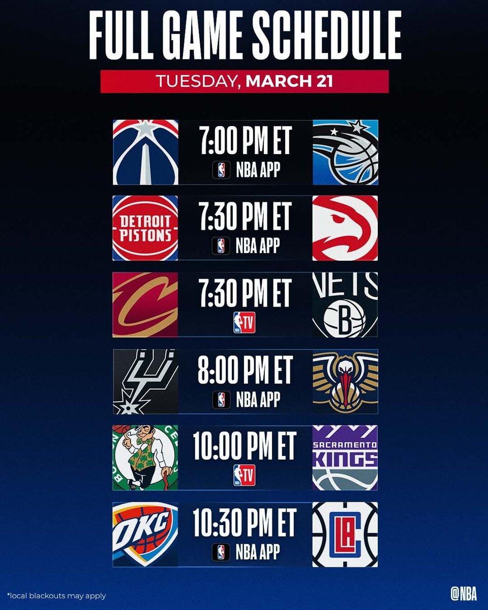 NBA on Twitter: "Tuesday night's schedule! For more, download the NBA app: 📲 http://app.link.nba ...