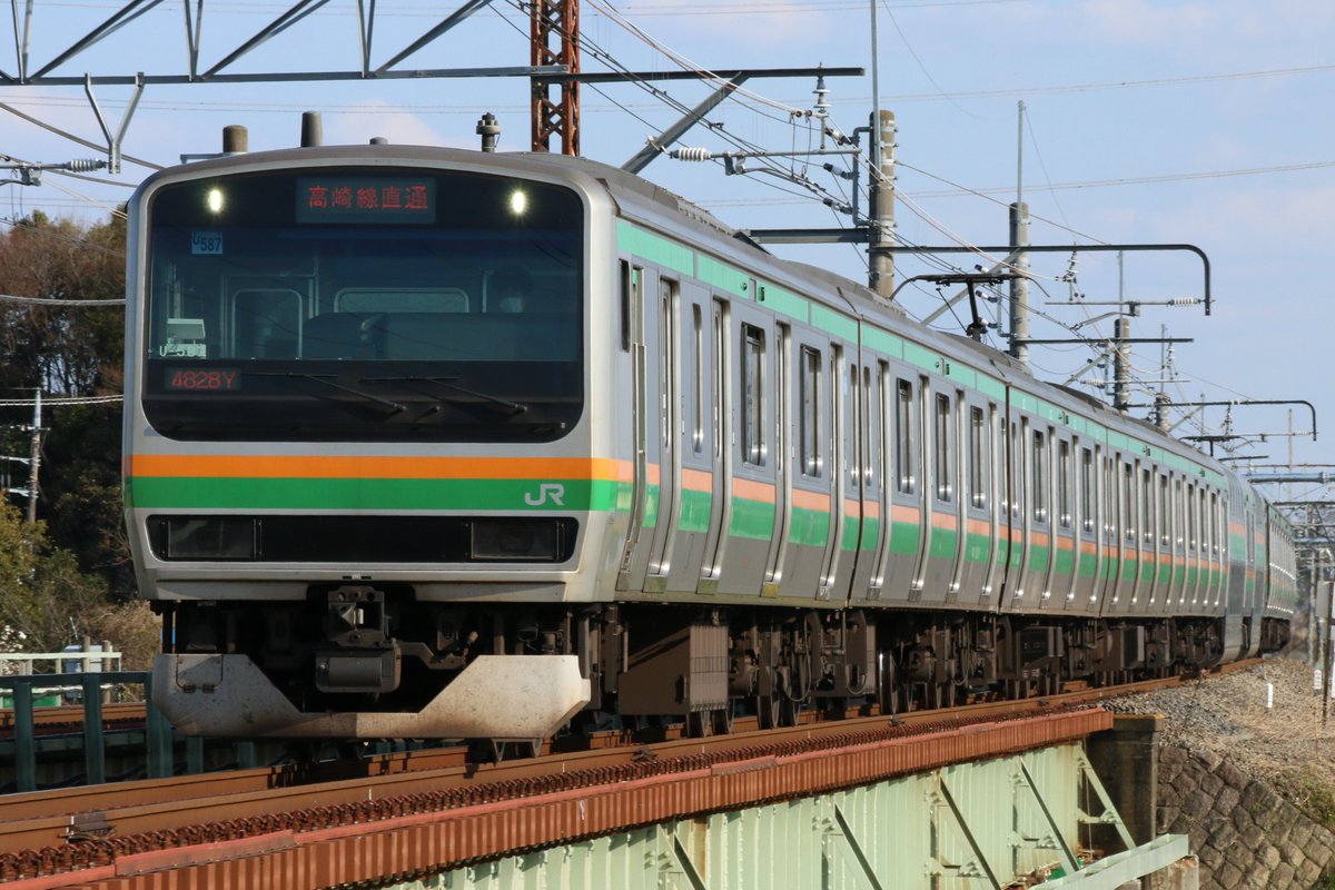 ユコイ on Twitter: "2023/03/20(月) JR高崎線 岡部～本庄 区間 - 1 U587編成 4828Y 特別快速 高崎行き EH200-21牽引 6083レ [隅田川 ⇒ ...