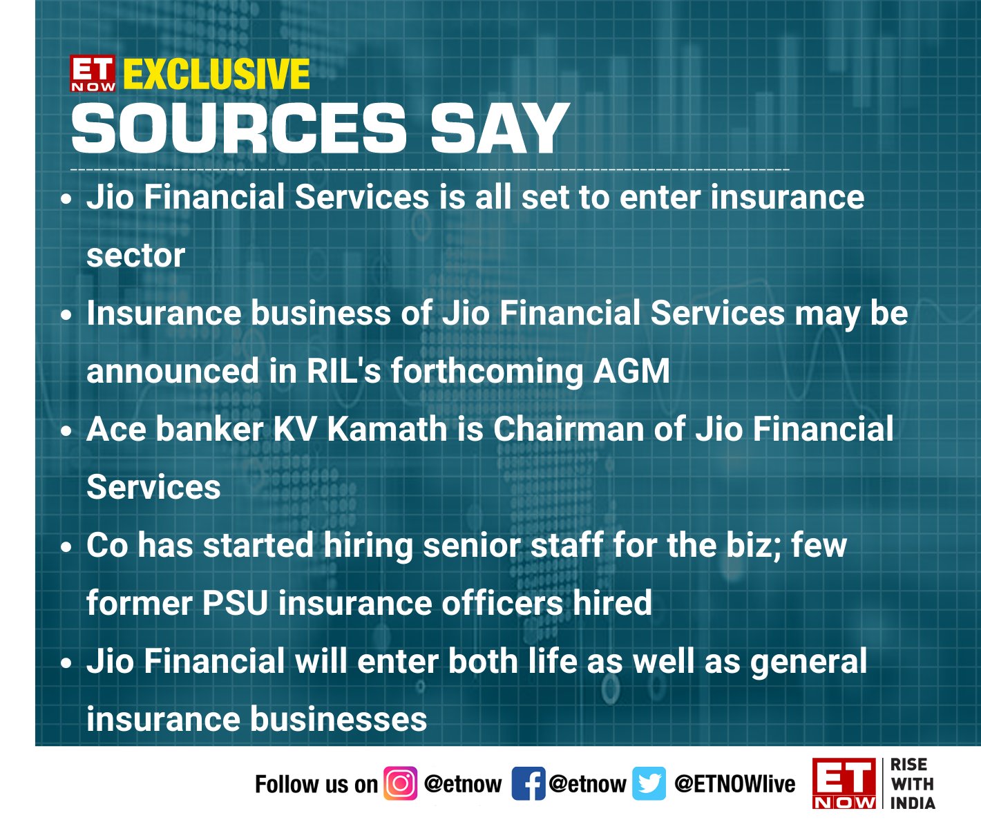ET NOW on Twitter: "ET NOW Exclusive | Jio financial services' venture into the insurance ...
