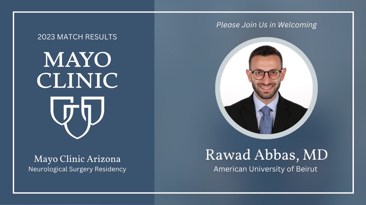 Bernard Bendok, MD on Twitter: "We are delighted to have matched Dr Rawad Abbas. We are pleased ...