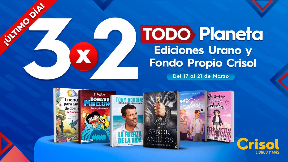 Librerías Crisol on Twitter: "😭 ¡ÚLTIMO DÍA! 😭 Aprovecha nuestro 3x2 en libros de ...