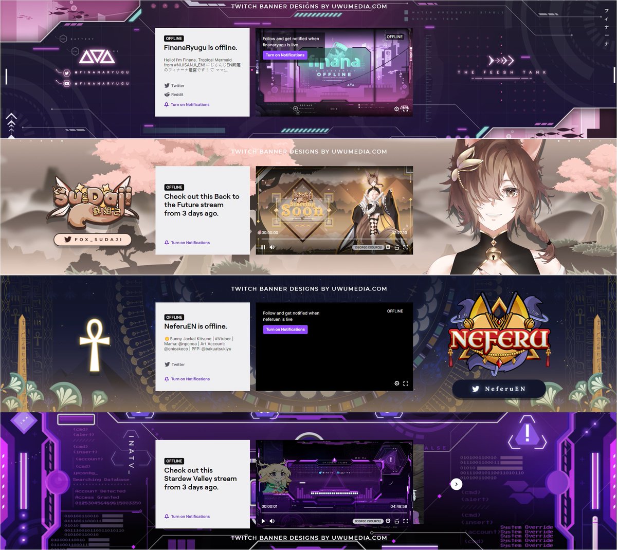 UWU MEDIA | VTUBER GRAPHICS STUDIO on Twitter: "Showcase : Recent Twitch Banner Designs - More ...