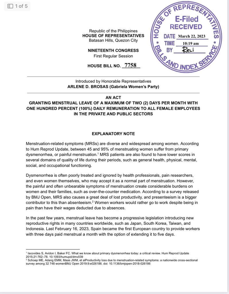 ABS-CBN News on Twitter: "LOOK: Gabriela Partylist files House Bill 7758 granting menstrual ...