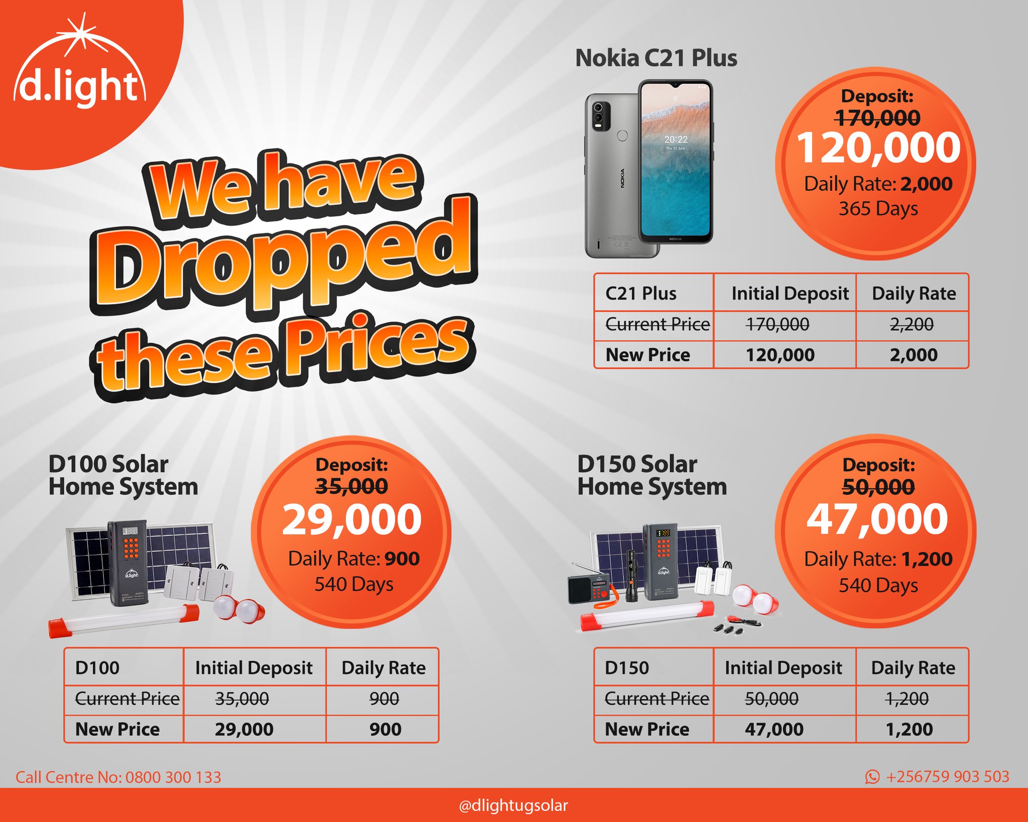 d.light Solar Uganda on Twitter: "WE ALSO DROPPED THESE PAYGO PRICES Get the Nokia C21 Plus to ...