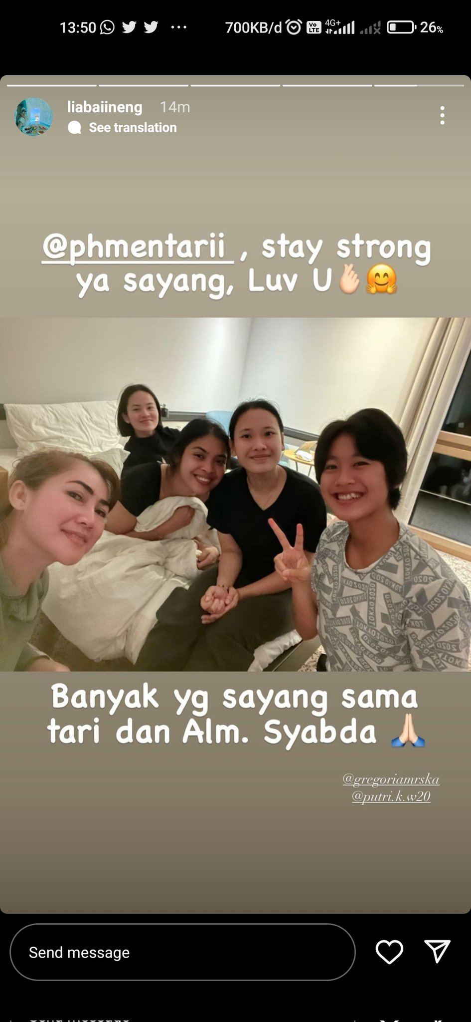 Aprl on Twitter: "Ciii Liaa, bella, Jorji, kw makasih udah nemenin Tari. Makasih juga sudah ...