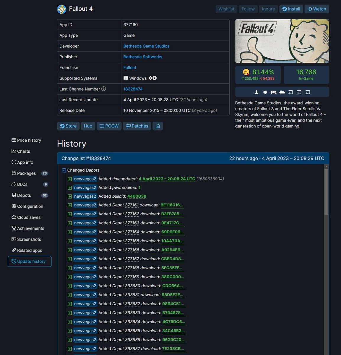 MrMattyPlays on Twitter: "According to SteamDB, Fallout 4 has a "New Vegas 2" depot as of ...