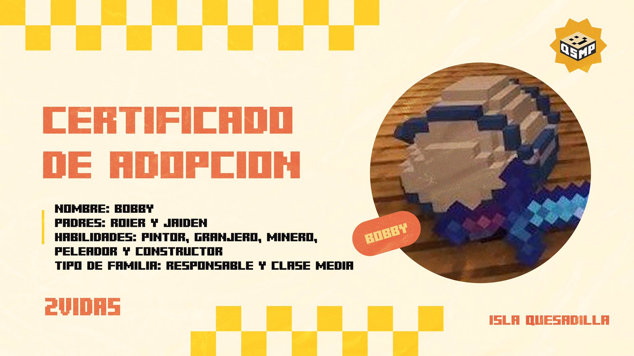 QSMP Info on Twitter: "Nombre: Bobby Padres: Roier y Jaiden Habilidades: Pintor, granjero ...