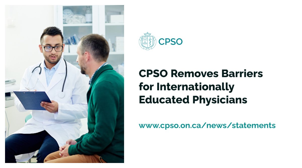 CPSO on Twitter: "CPSO Removes Barriers for Internationally Educated Physicians. Learn more ...
