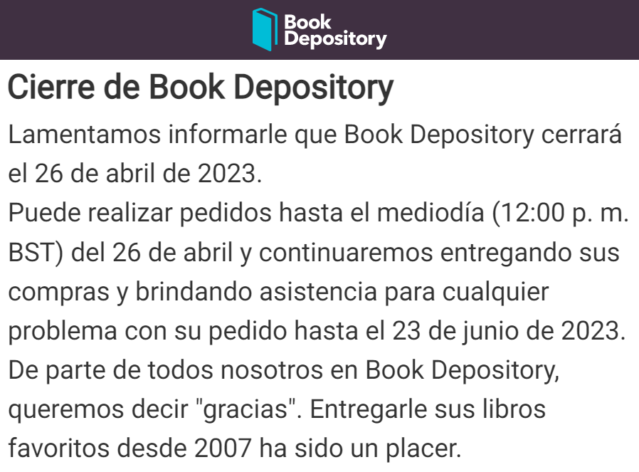 ¿Por qué es tendencia? on Twitter: ""Book Depository": Porque cerrará el 26 de abril"