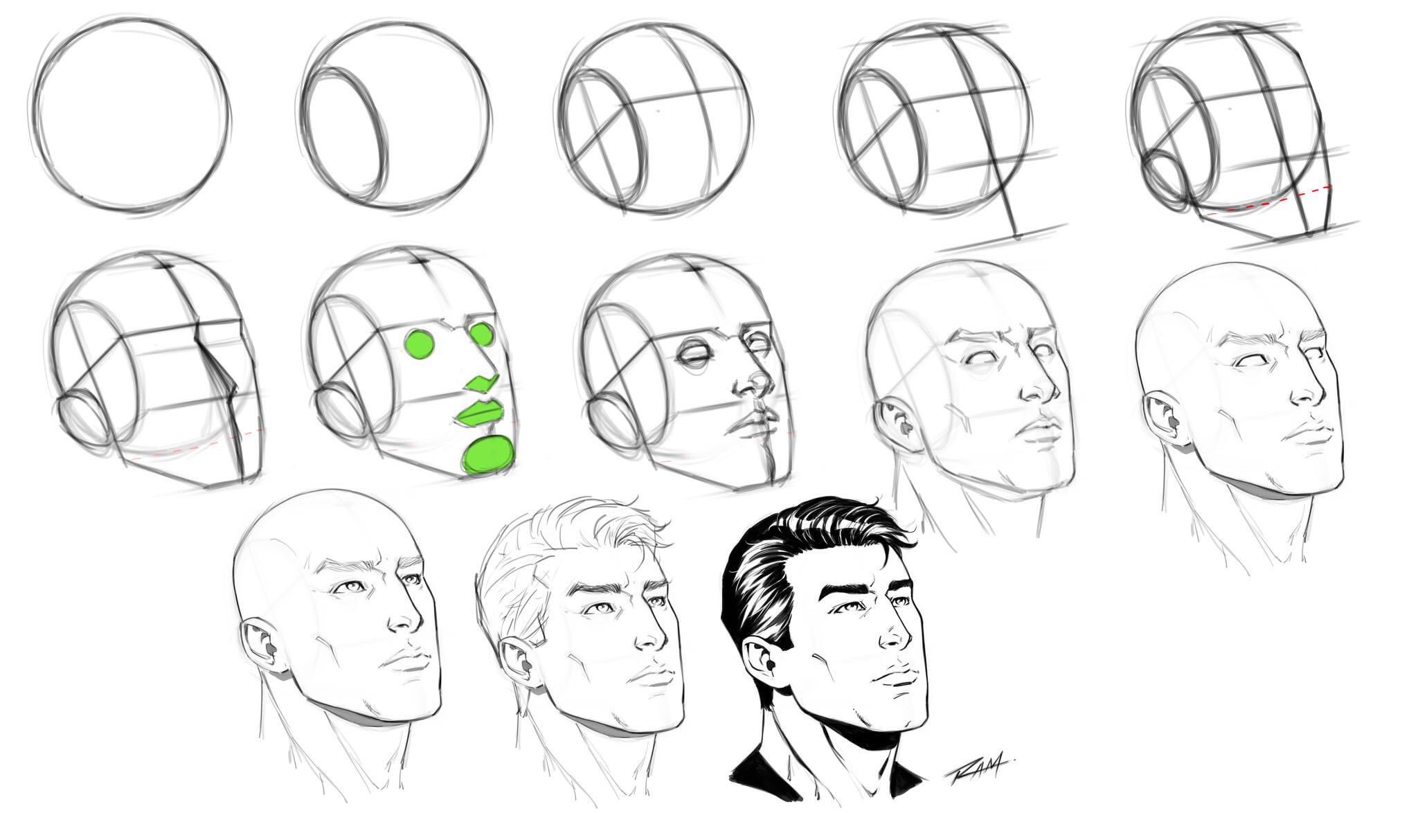 Male Face Drawing Tutorial