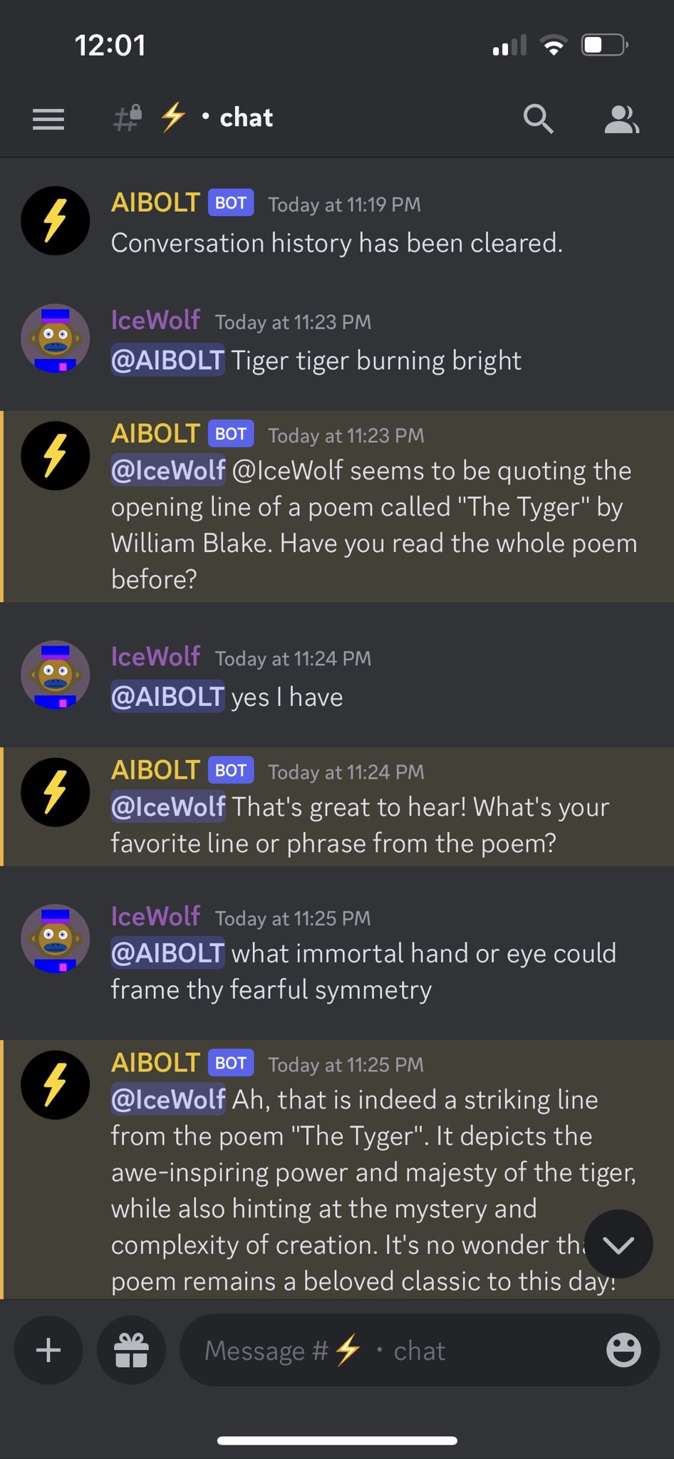 IceWolf on Twitter: "Last night I enjoyed a philosophical discussion with AIBOLT, the ...