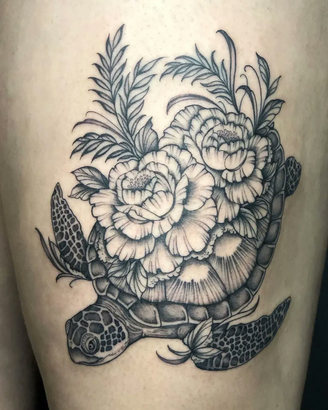 Sea Turtle Flower Tattoos A Herd Of Turtles For My Aunty, Mum & Dad To