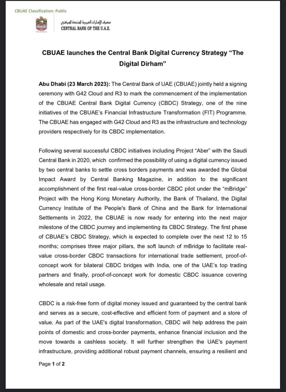 Mr. Man on Twitter: "Abu Dhabi (23 March 2023): The Central Bank of UAE (CBUAE) jointly held a ...