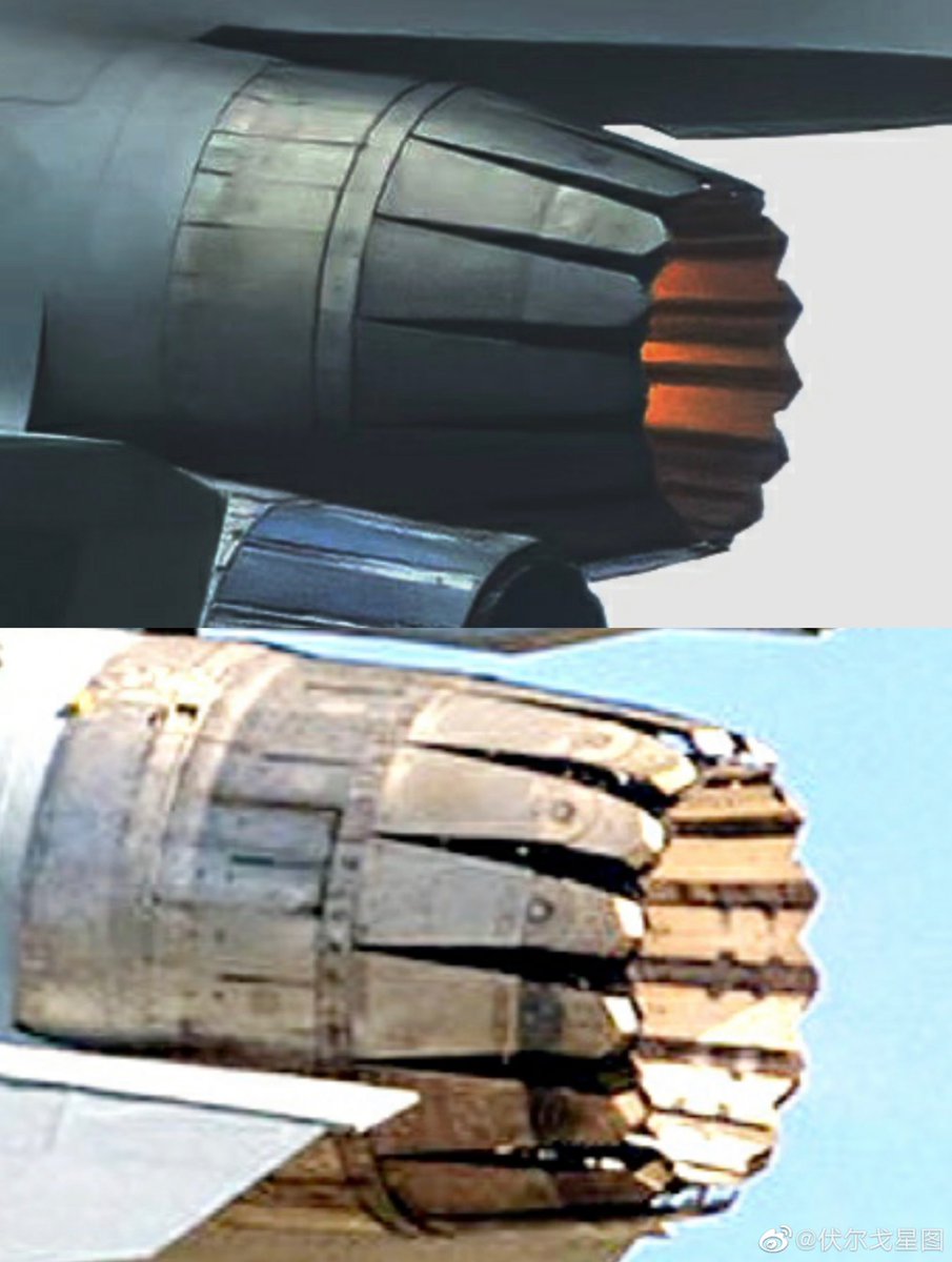 理智π on Twitter: "去年在歼20原型机单发测试的"WS-15"与歼10B矢量验证机的WS-10B-3喷管对比图。 (图源：wb/伏尔戈星图)"