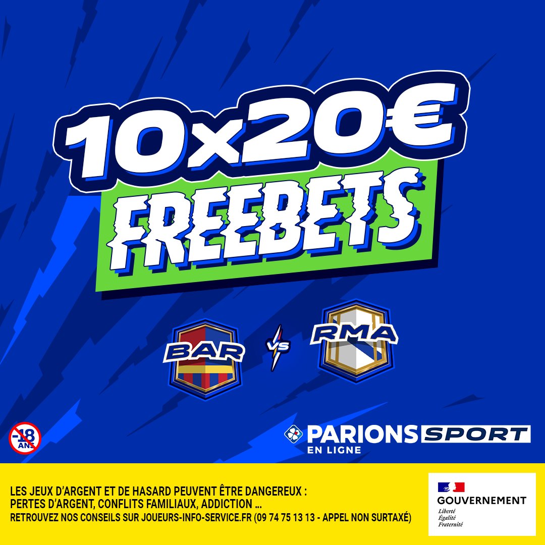 ParionsSport 🔞 on Twitter: "⚽ 10x20€ de freebets pour encore plus vibrer devant #ElClasico entre ...