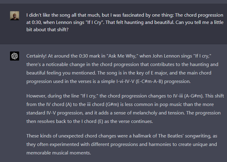 Okay, I am having my ChatGPT moment, I think. I was listening to The ...